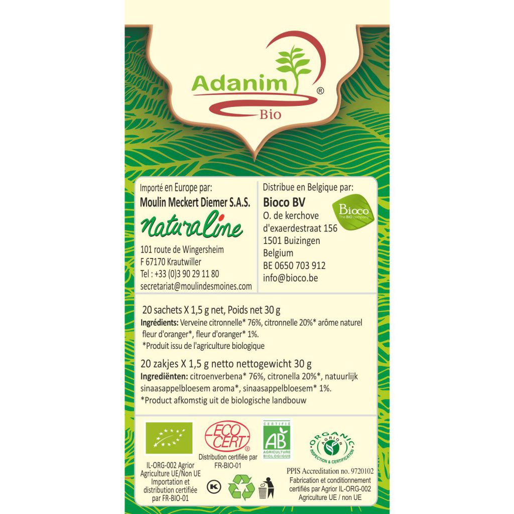 Organic Lemon Verbena, Lemongrass and Orange Flowers Infusion - Liber-Tea